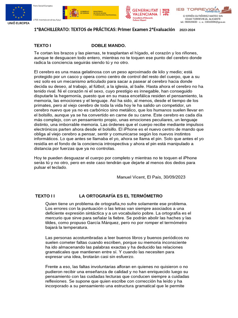Txts PrÃ¡cticas CdTexto 1r EX 2Â Eval | PDF | Ansiedad | Cerebro