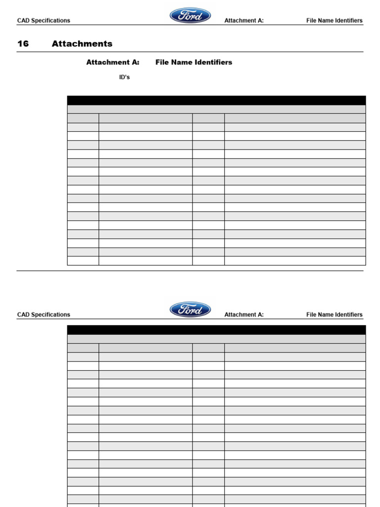 Ford CAD Specifications: File Name IDs | PDF | Axle | Gear