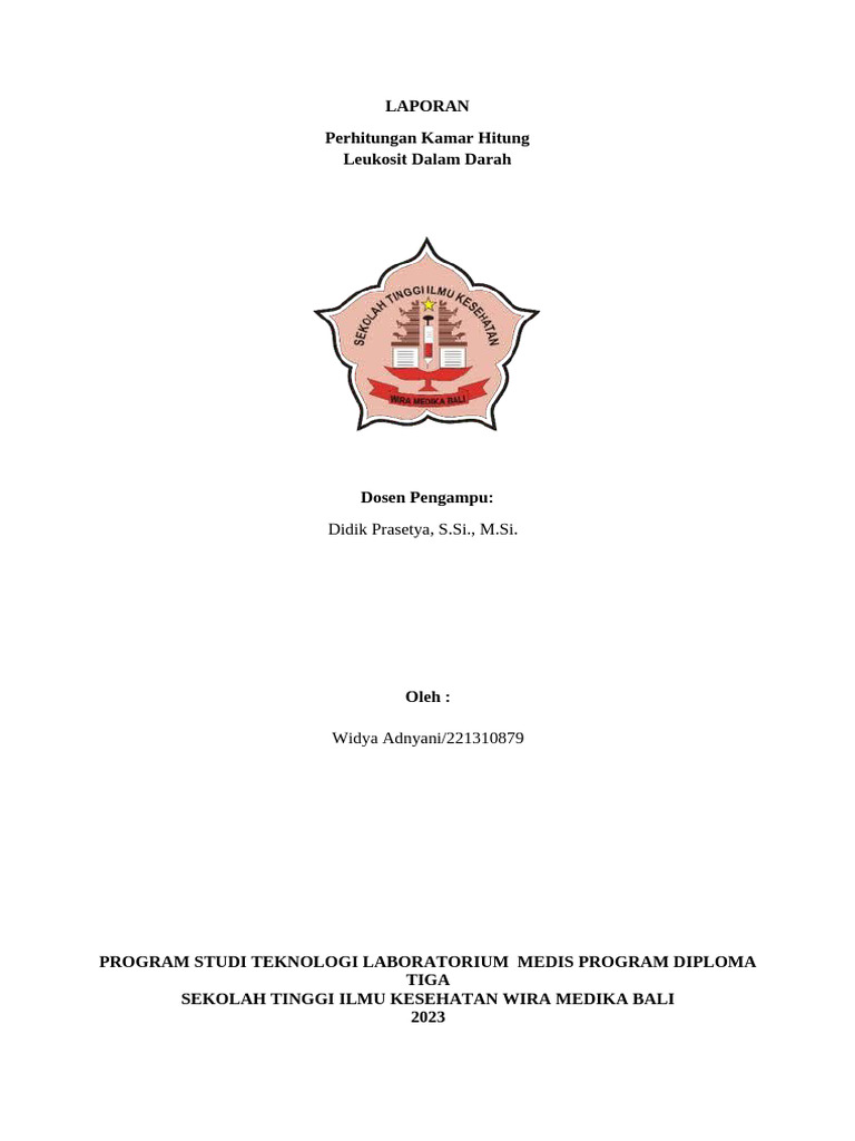 LAPORAN Perhitungan Kamar Hitung Leukosit Dalam Darah WIDYA ADNYANI | PDF