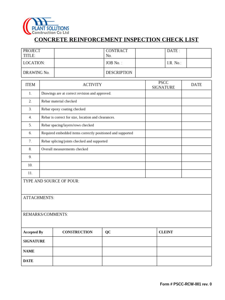 PSCC-RCW-001 Reinforcement | PDF