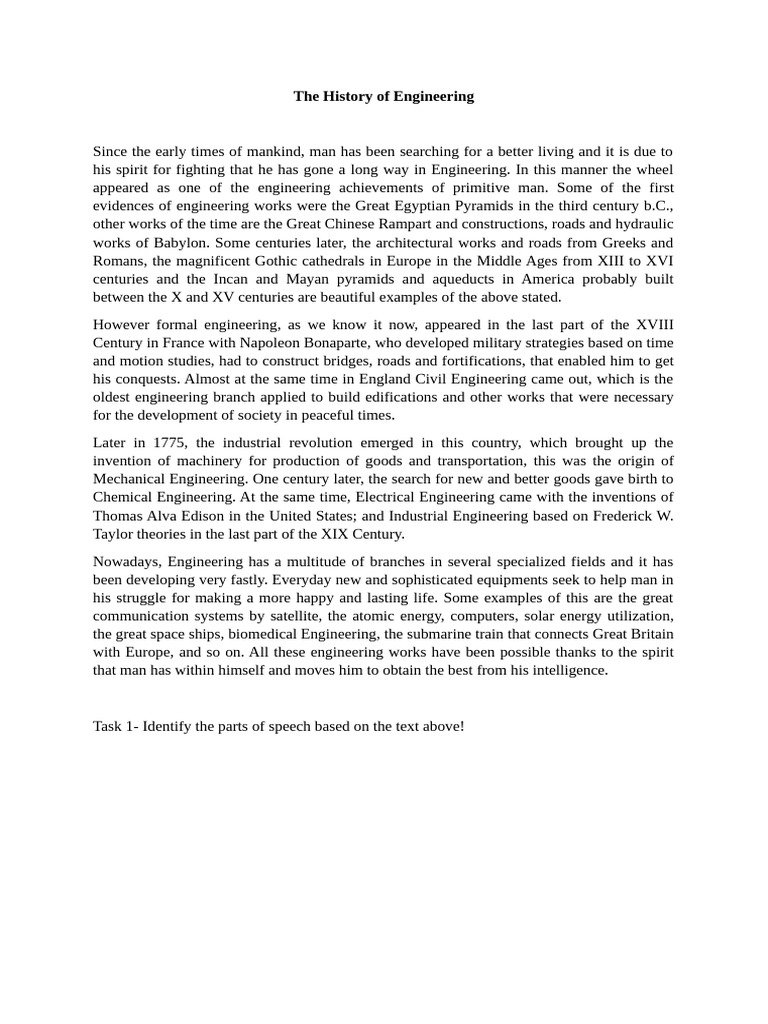 The History of Engineering - Task 1 - Civil Engineering 2024 | PDF ...