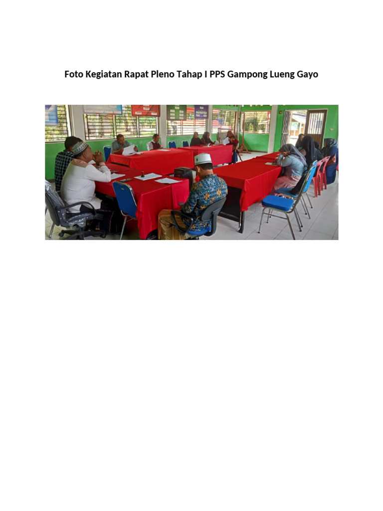 Foto Kegiatan Rapat Pleno PPS Gampong Lueng Gayo | PDF