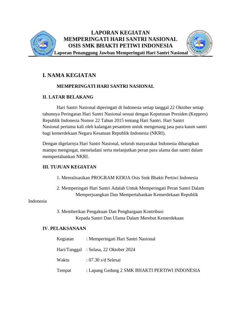 Contoh LPJ OSIS | PDF