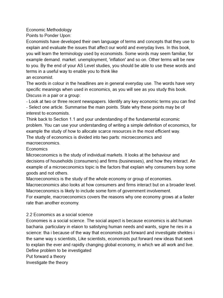 Economic Methodology Text | PDF | Economics | Macroeconomics