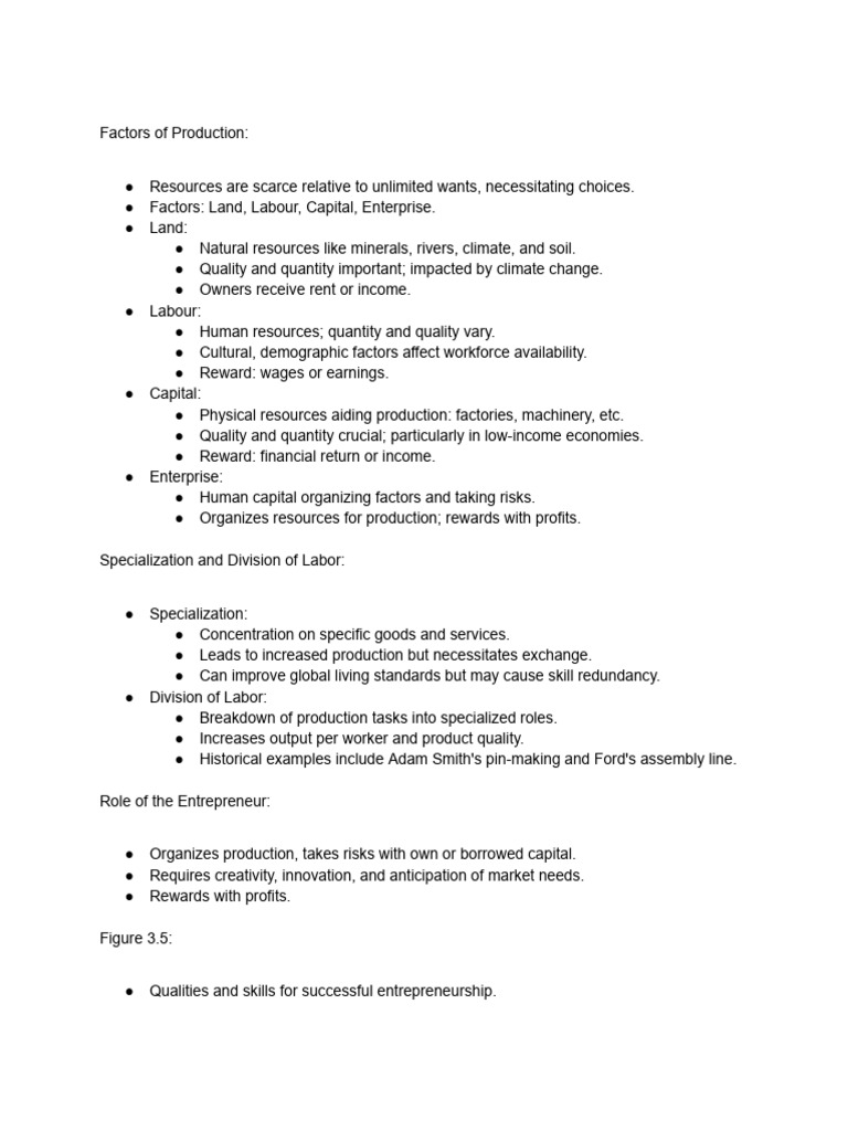 Factors of Production Notes | PDF