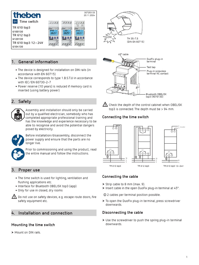 Theben Timer - TR - 610 - 612 - Top3 - Operating - Instructions | PDF ...