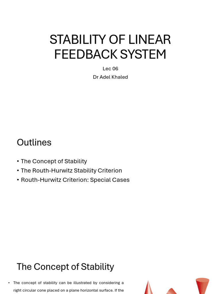 Lec 06 Stability of Control systems | PDF | Control Theory | Algebra