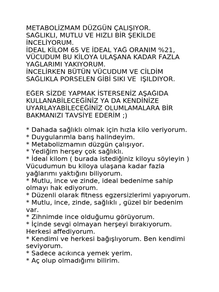 Ki̇lo Verme Olumlamasi (Autorecovered) | PDF