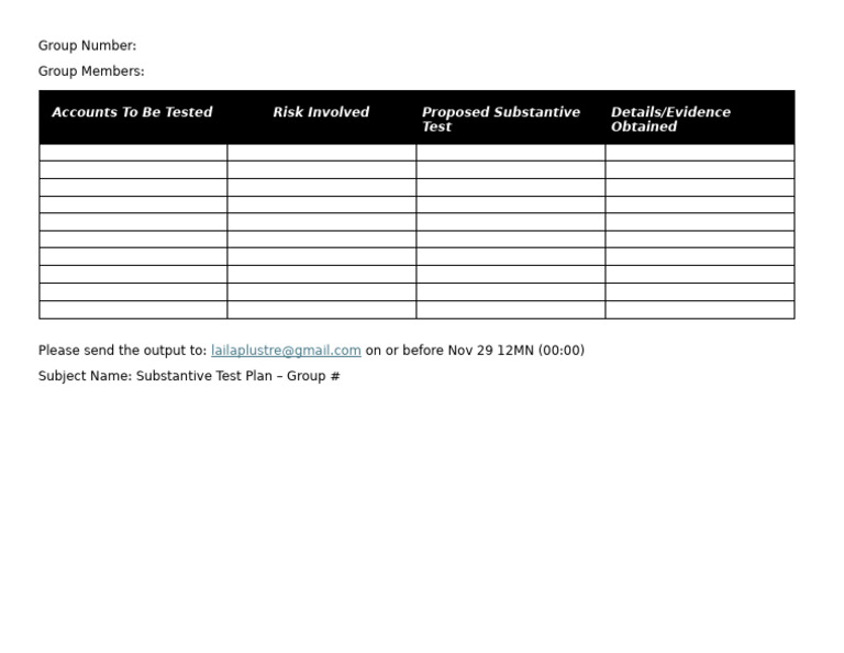 Substantive Test Plan Overview | PDF