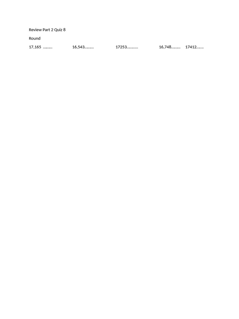 Review Part 2 Quiz 8 | PDF