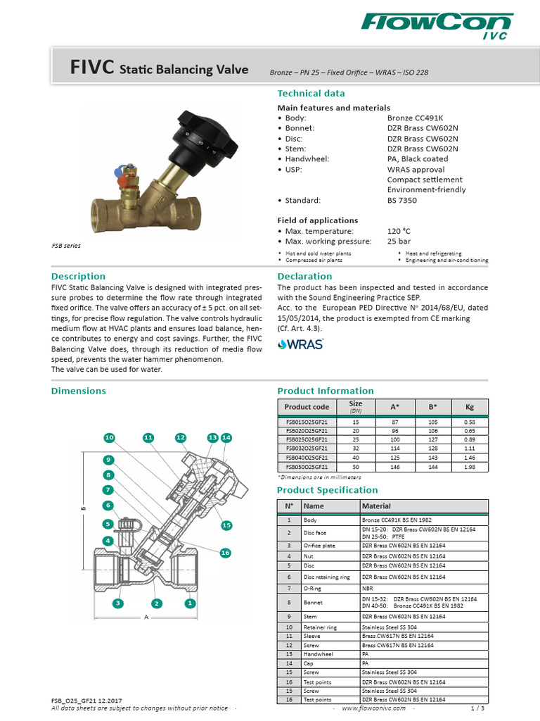 FIVC Static Balancing Valve Overview | PDF | Valve | Chemical Engineering