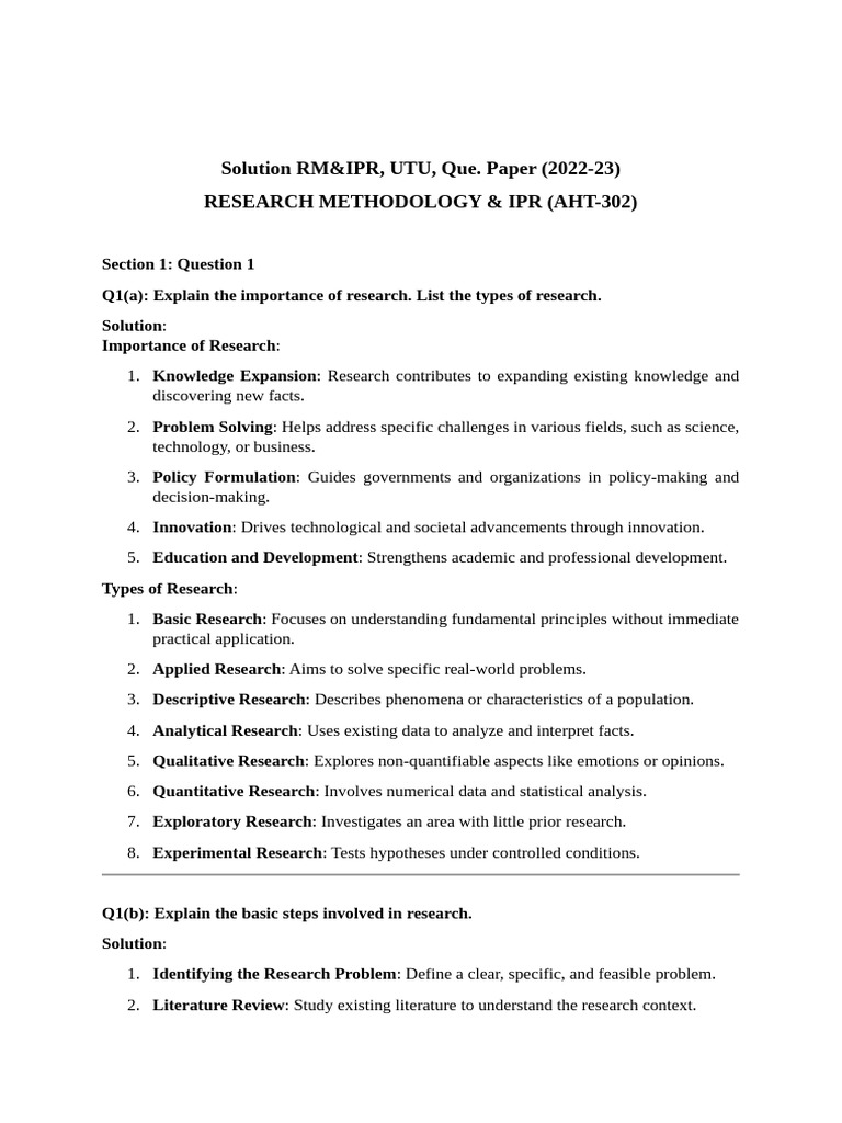 Research Methodology & IPR Overview | PDF | Statistical Hypothesis ...