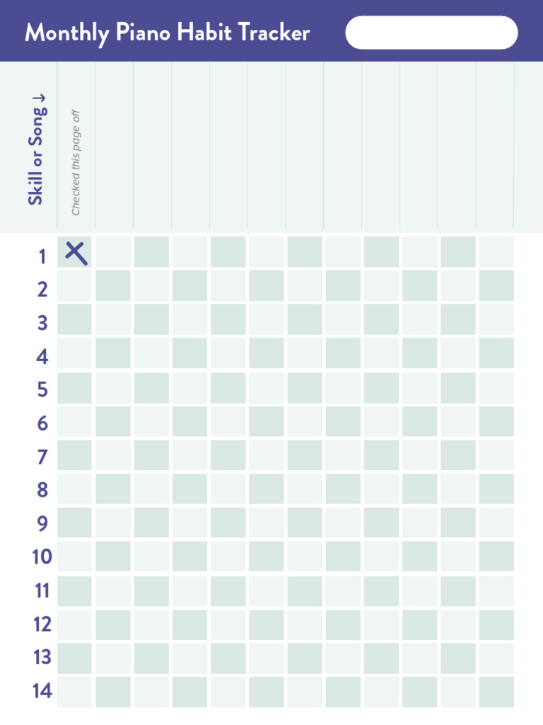 Monthly Piano Habit Tracker | PDF