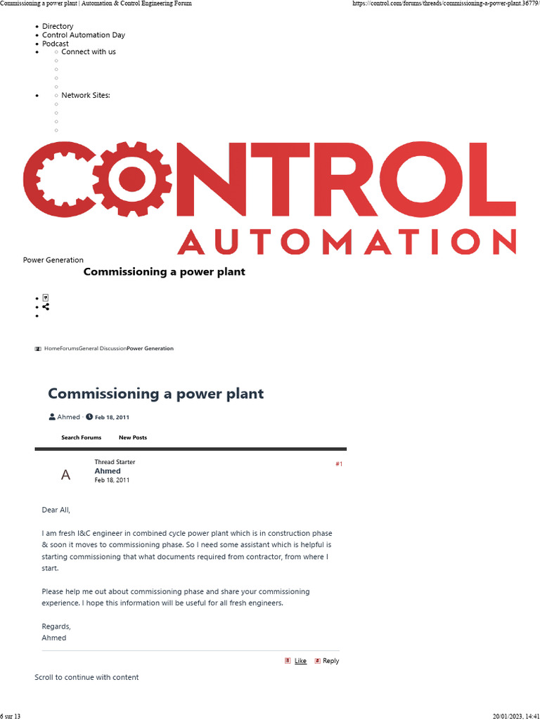 Commissioning A Power Plant Automation & Control Engineering Forum ...