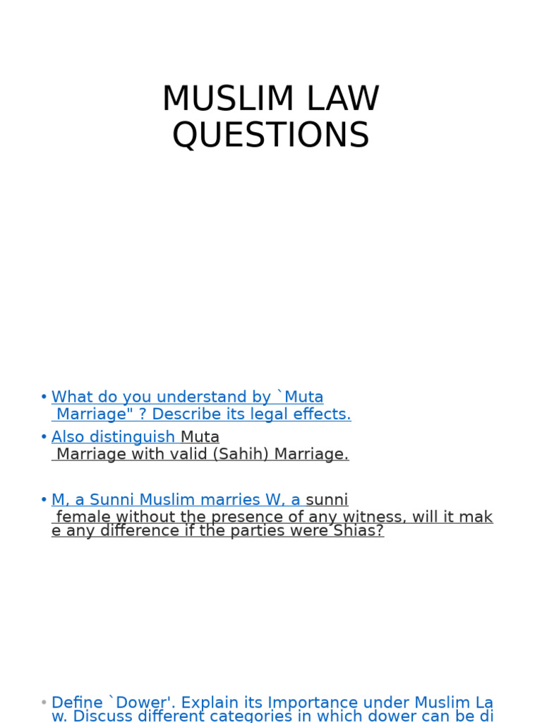 Muslim Law Questions | PDF
