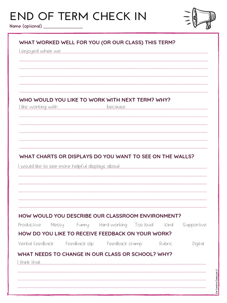 End of Term Reflection Guide | PDF | Human Communication | Behavior ...