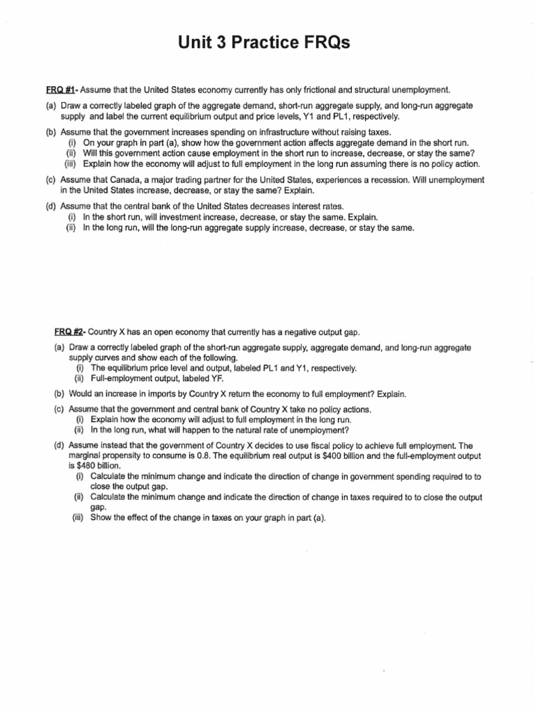 Unit 3 Practice FRQs Updated | PDF