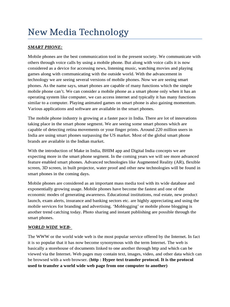 New Media Technology | PDF | World Wide Web | Internet & Web