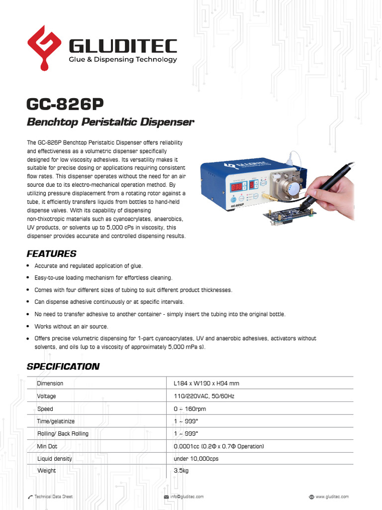 GC 826P Benchtop Peristaltic Dispenser | PDF