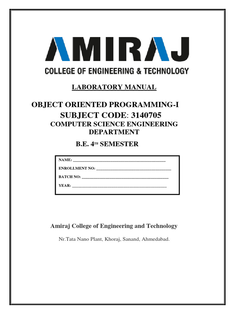 Oop I - Lab Manual | PDF | Method (Computer Programming) | String (Computer Science)