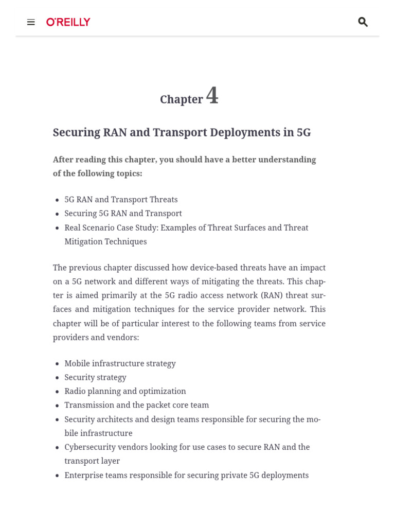 Chapter 4 - Securing RAN and Transport Deployments in 5G - Securing 5G and Evolving ...