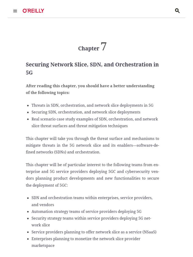 Chapter 7 - Securing Network Slice, SDN, and Orchestration in 5G - Securing 5G and Evolving ...