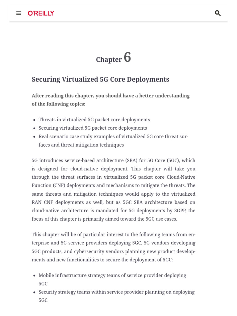 Chapter 6_ Securing Virtualized 5G Core Deployments _ Securing 5G and Evolving Architectures ...