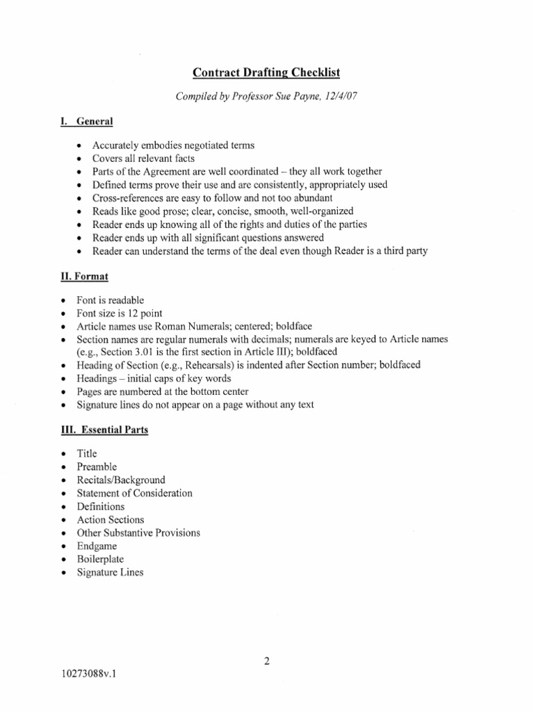 Contract Drafting Checklist 1705907303 Pdf Verb English Language