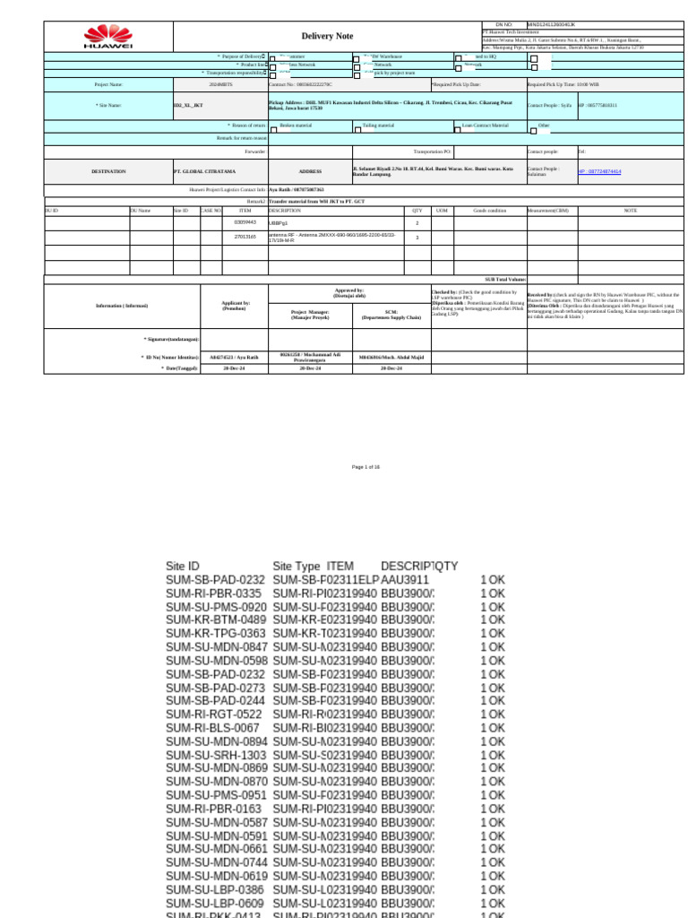 Mind12411260040jk Ran Material Transfer WH JKT To GCT - 12122024 | PDF