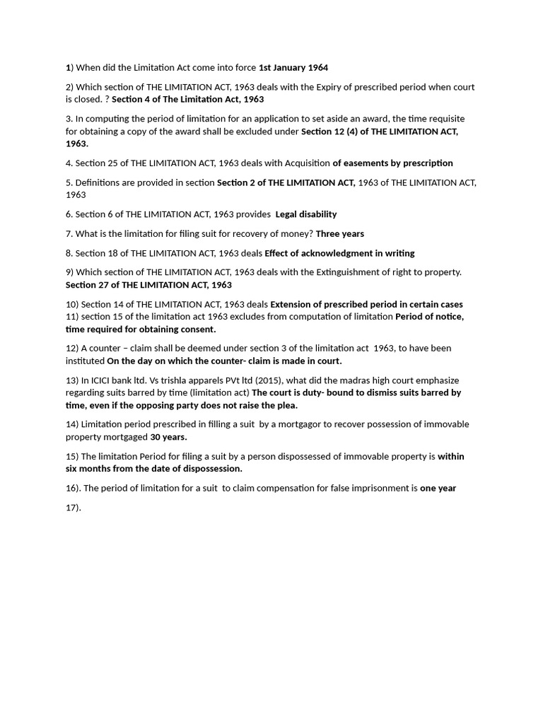 Limitation Act | PDF