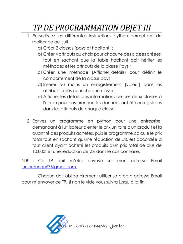 TP PROGRAMMATION OBJET (1) | PDF