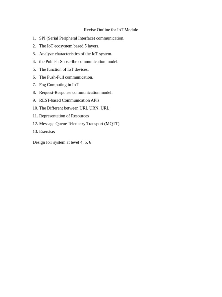 Revise Outline For IoT Module | PDF