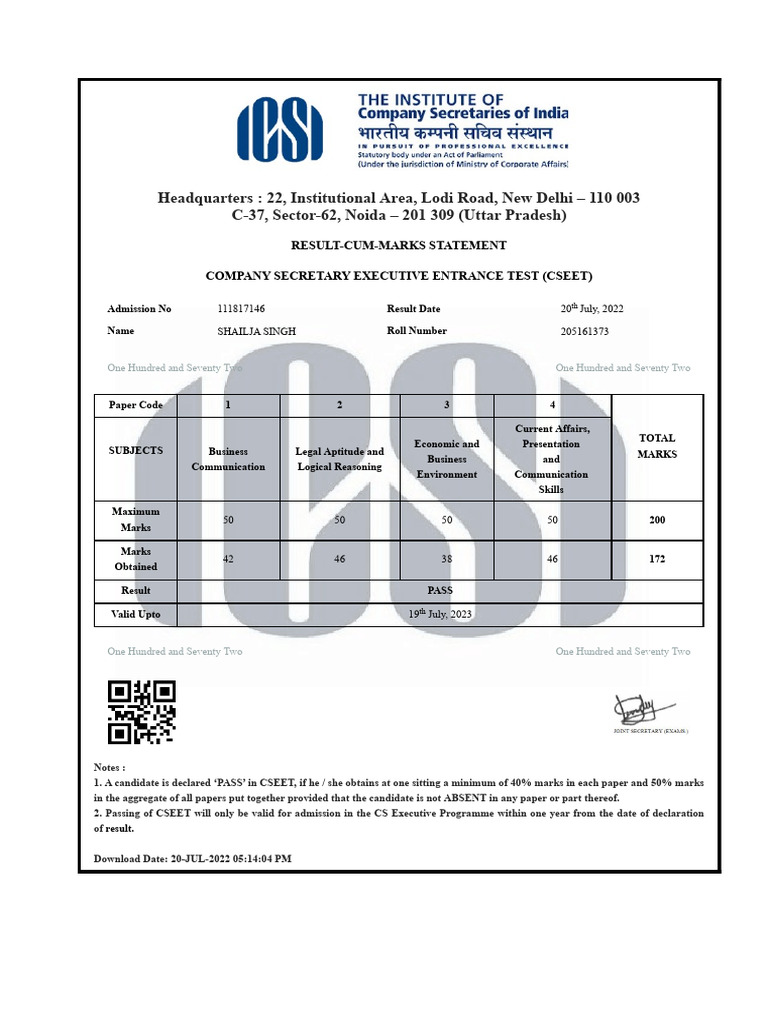 Score Cards - Candidate Login | PDF