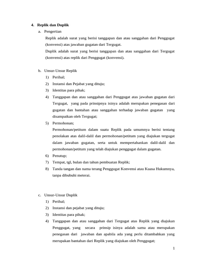 Replik Dan Duplik | PDF