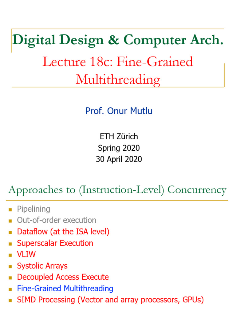 Onur Digitaldesign 2020 Lecture18c FGMT Beforelecture | PDF | Thread (Computing) | Central ...