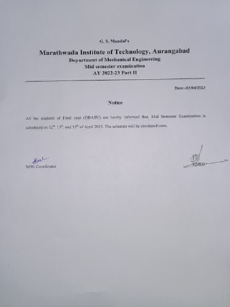 MSE Notice_Final Year (DBATU) (1) | PDF