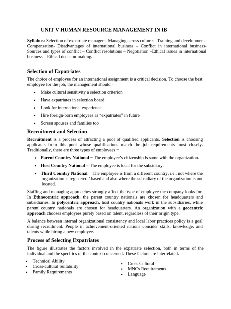 Expatriate Selection in Global HR Management | PDF | Employee Benefits ...