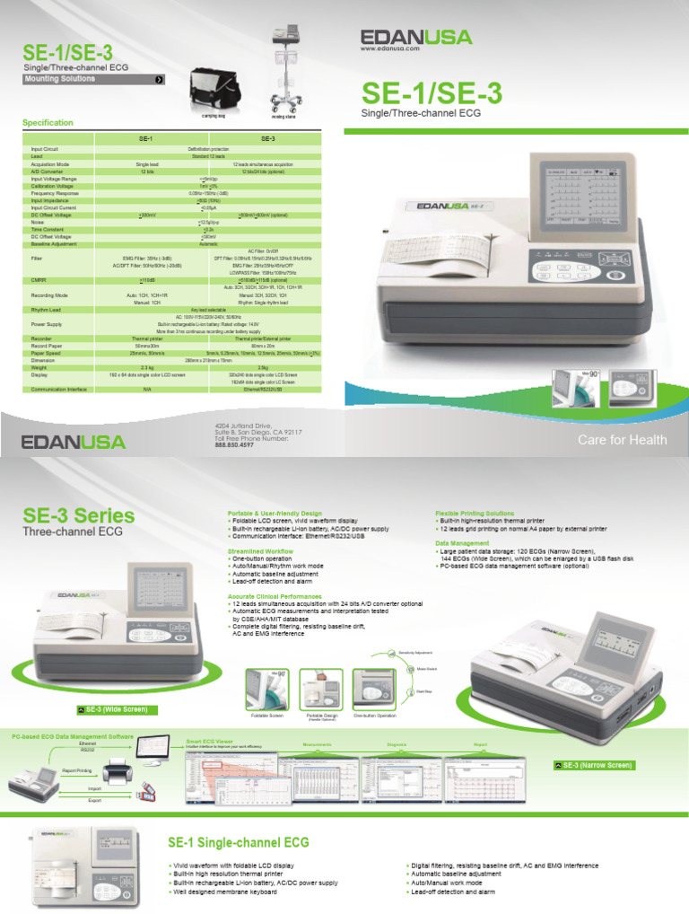 Edan Se3 Three Channel Ecg Machine | PDF | Power Supply ...