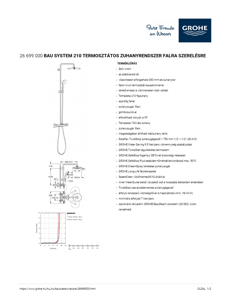 GROHE Specification Sheet 26699000 | PDF