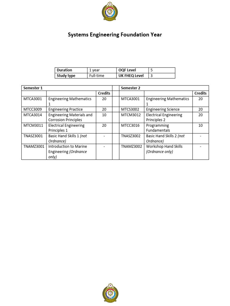 Systems Engineering Foundation Year | PDF