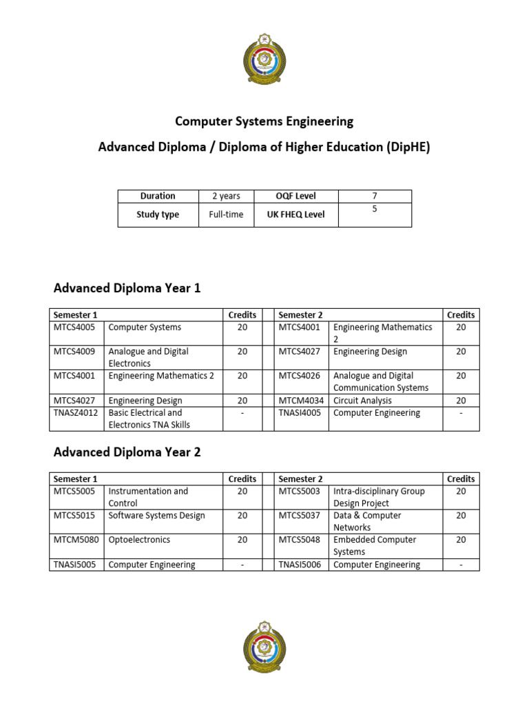 Computer Systems Engineering Dip | PDF