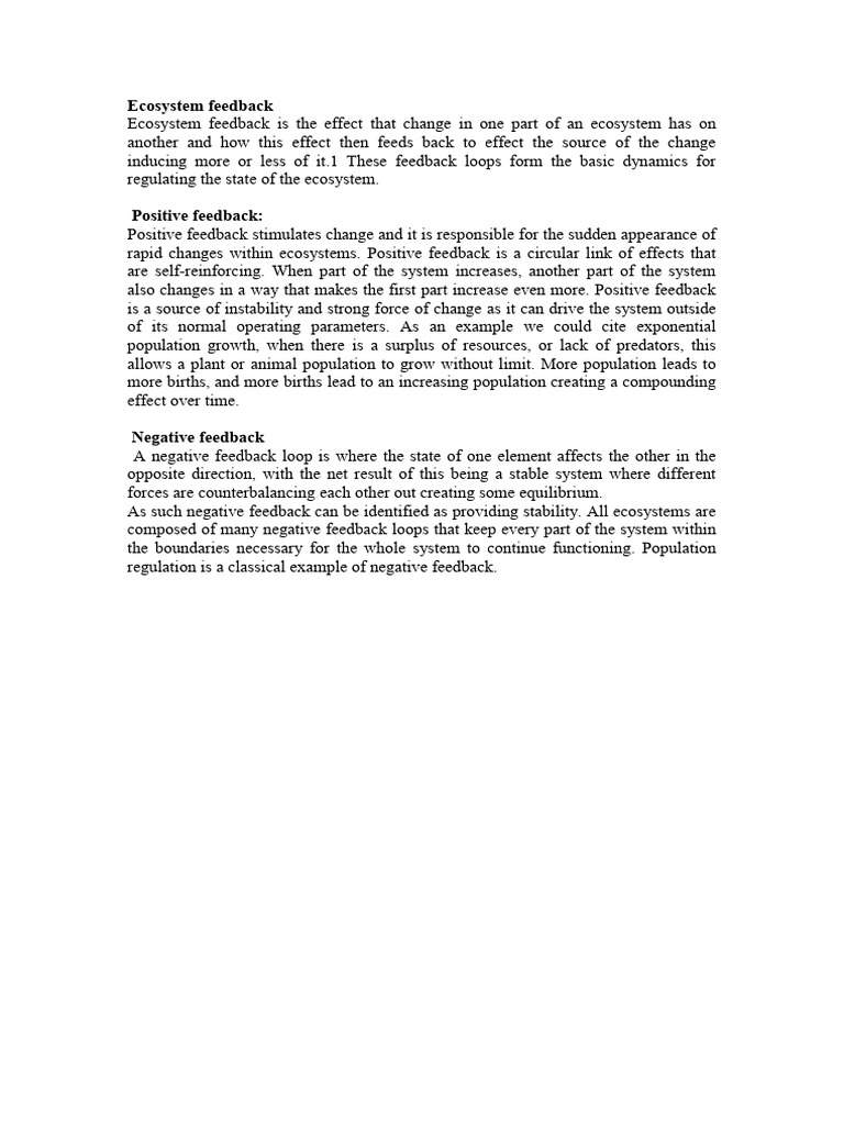 Ecosystem Feedback | PDF