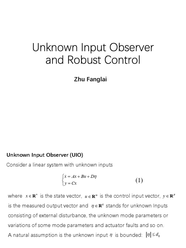 Unknown Input Observer and Robust Control | PDF | Applied Mathematics | Mathematical Physics