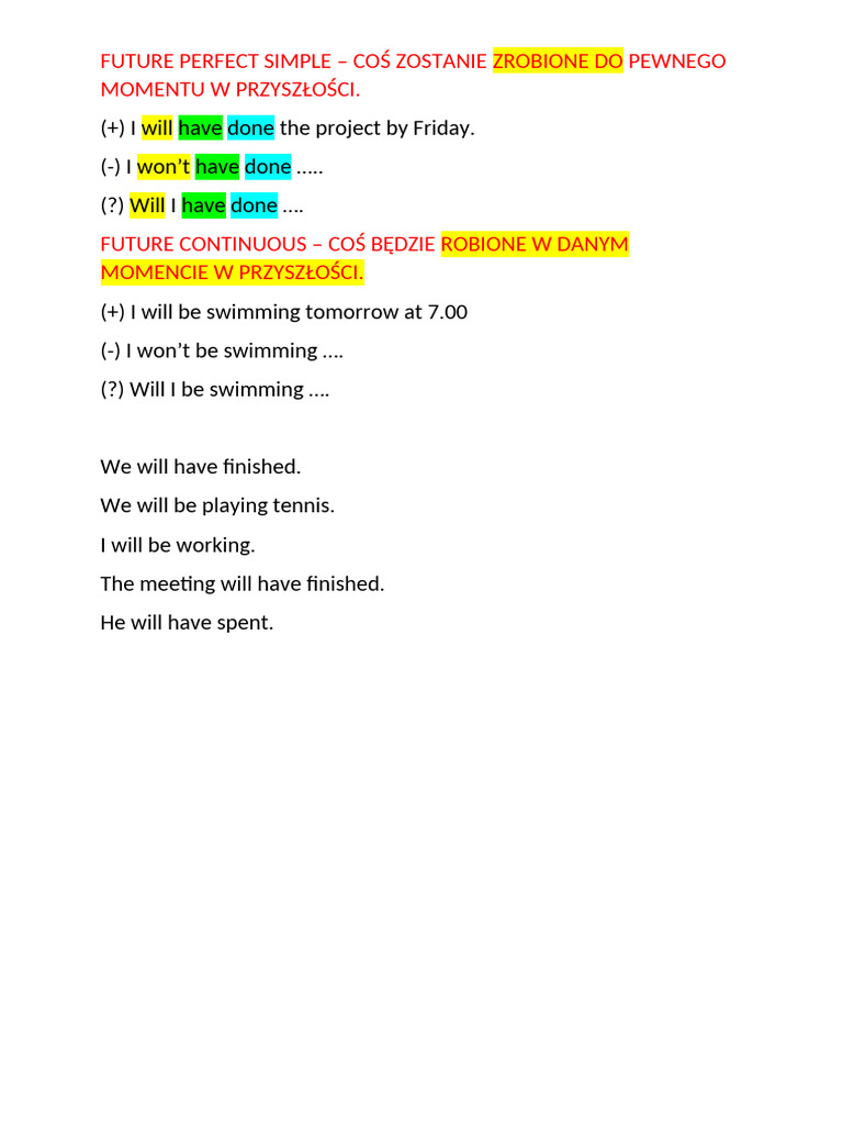 Future Perfect Simple Vs Future Continuous | PDF