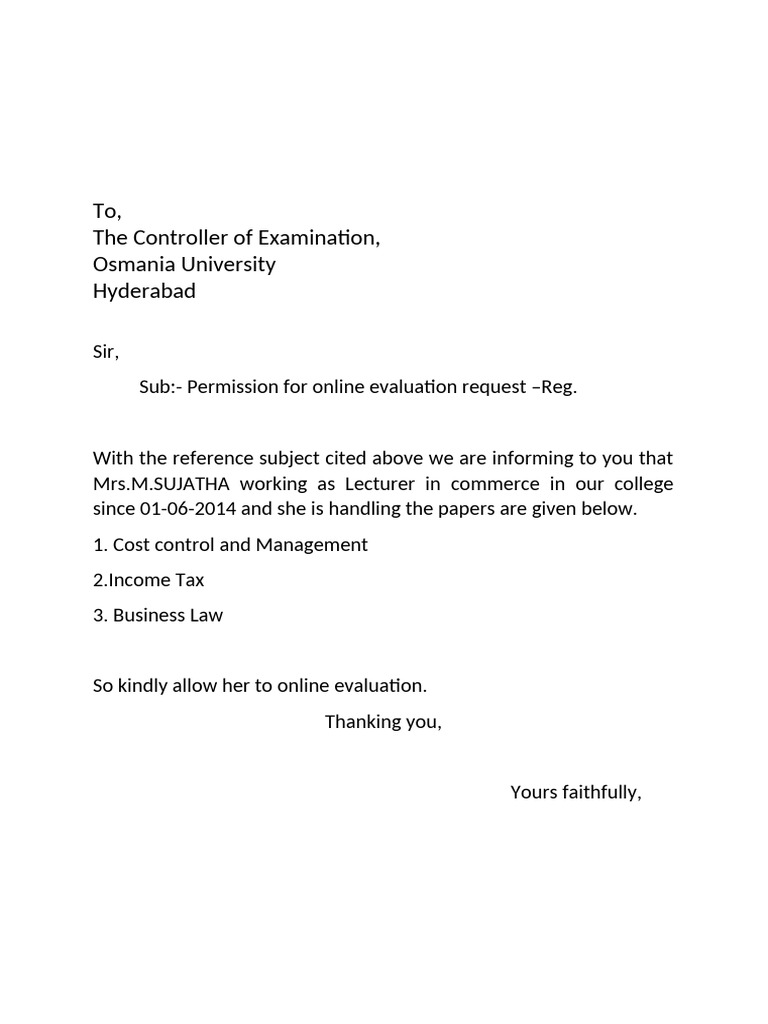 Evaluation Letter | PDF
