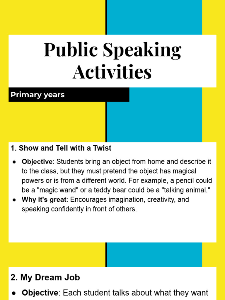 Public Speaking Activities (1) | PDF | Human Communication | Cognition