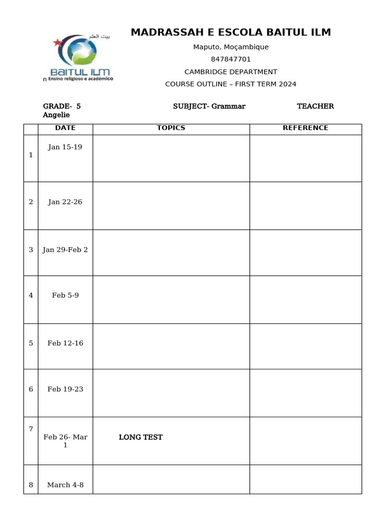 Course Outline Format | PDF