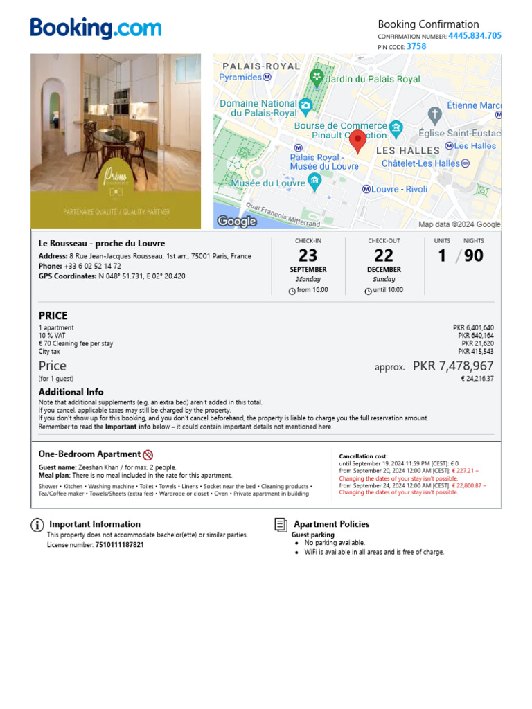 Zeeshan Accomodation Paris | PDF