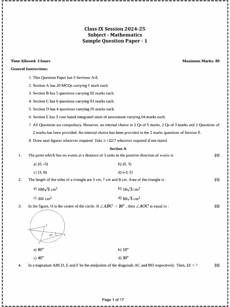 Sample Paper 1 | PDF
