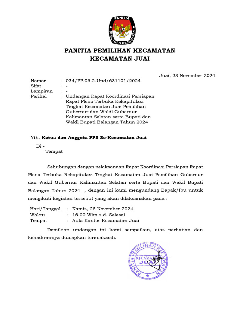 034 - Undangan Rakor PPS (28 Nov 2024) | PDF